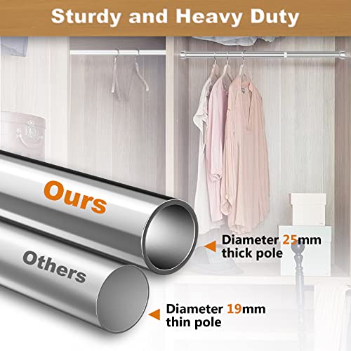 CALCHELE Closet Rods for Hanging Clothes, 15 to 50 Inch Adjustable Clothes Rod for Closet, Heavy Duty Closet Rod Extender Closet pole for Wardrobes