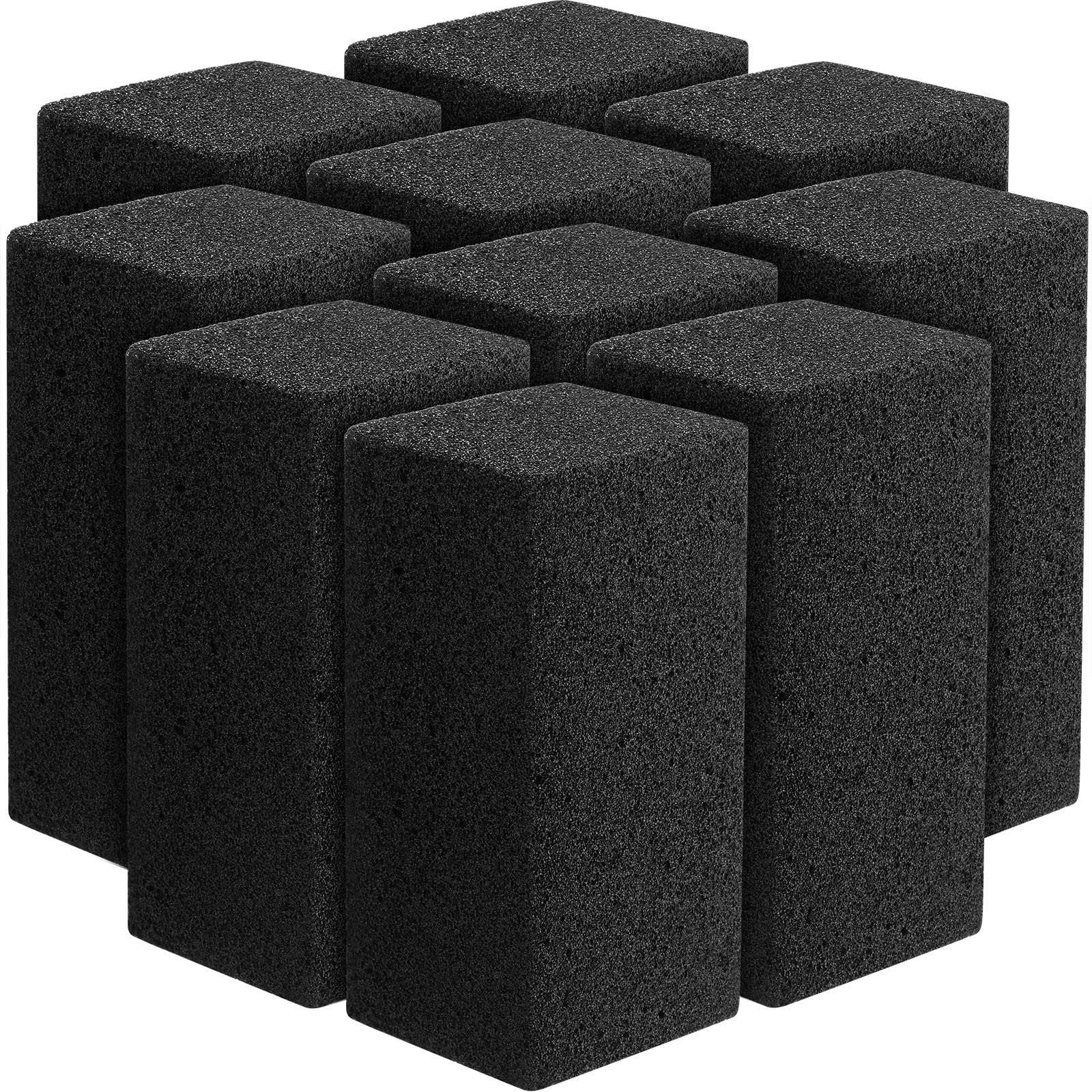 10 Pieces Commercial Grade Grill Cleaning Brick Bulk Heavy Duty Pumice Stone Brick Cleaning Grill Stone Reusable for Home Restaurant Griddles, Flat Top and BBQ Grates Outdoor Cleans(Black)