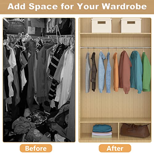 CALCHELE Closet Rods for Hanging Clothes, 15 to 50 Inch Adjustable Clothes Rod for Closet, Heavy Duty Closet Rod Extender Closet pole for Wardrobes