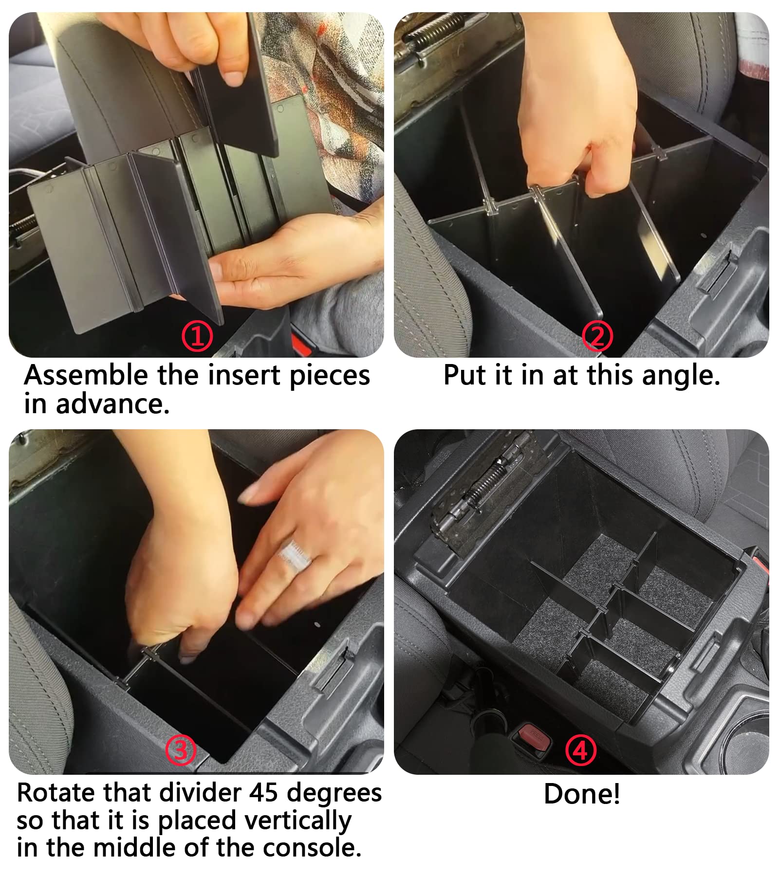 SPEAK1BY1 Dividers for Tacoma Center Console Divider 2016-2023, for 2022 2023 Tacoma Center Console Organizer Bottom Compartment, for 3rd Gen Tacoma Interior Accessories DIY Insert Parts