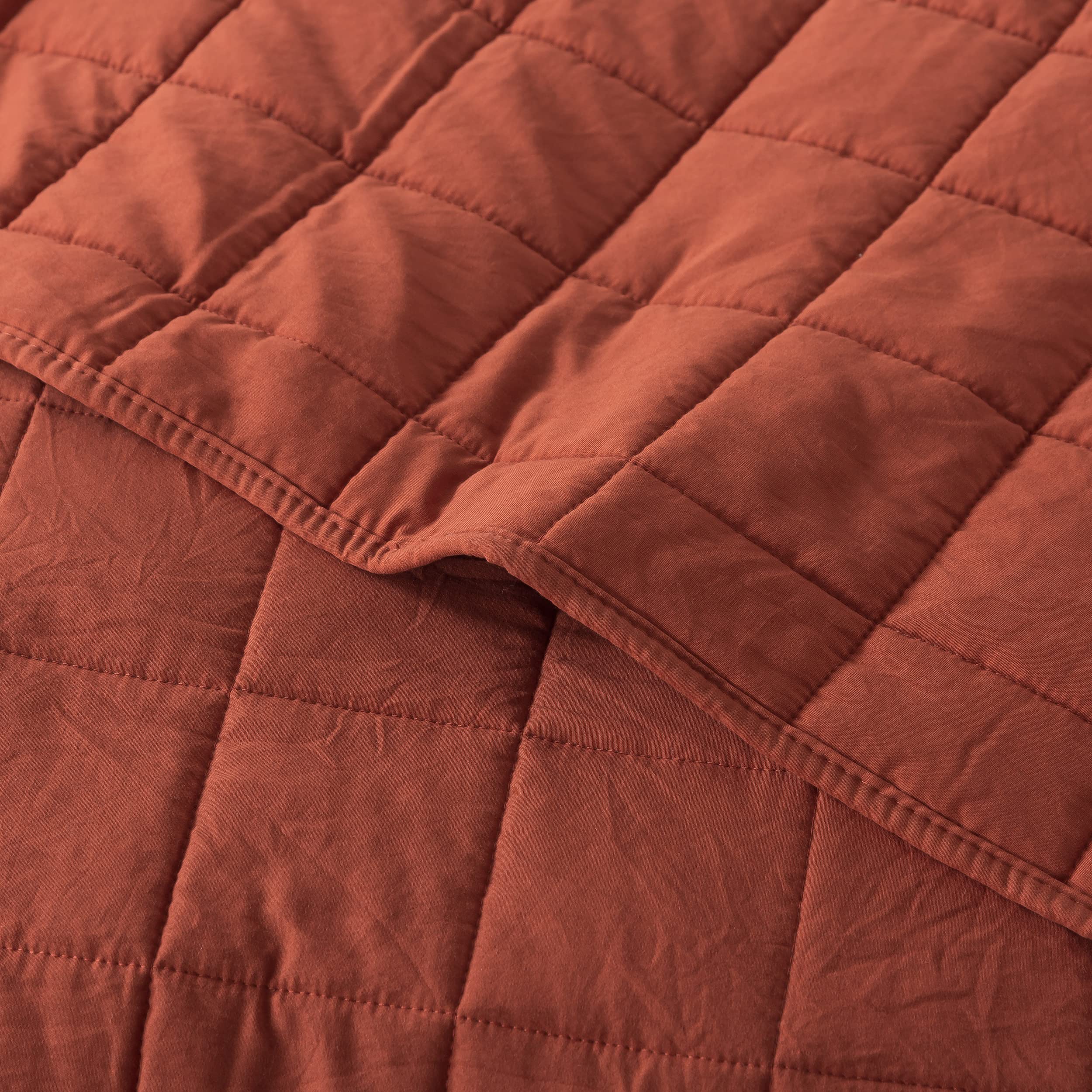 Burnt Orange Quilt Queen Size Bedding Sets with Pillow Shams, Red Lightweight Soft Bedspread Coverlet, Quilted Blanket Thin Comforter Bed Cover for All Season Spring Summer, 3 Pieces, 90x90 inches