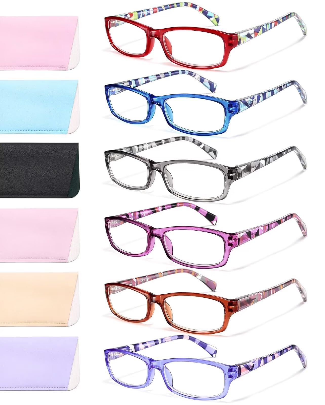 Gaoye Reading Glasses for Women, 6 pack Fashion Readers for Women Men Spring Hinge Eye Glasses, Blue Light Reading Glasses