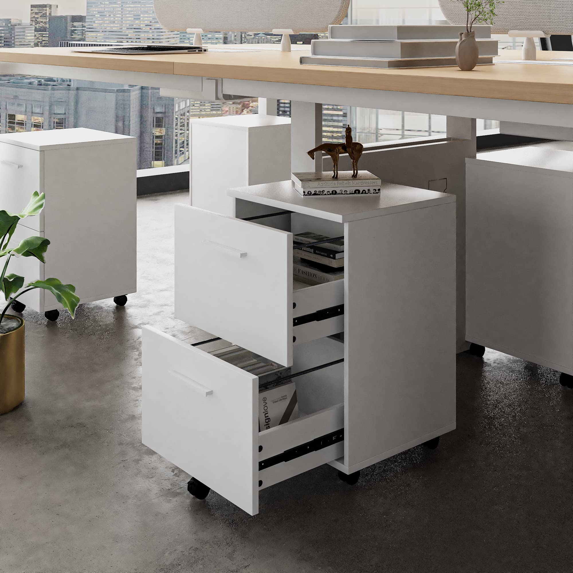 VICLLAX 2 Drawer Mobile Filing Cabinet, Vertical File Cabinet for Legal/Letter/A4 Files, Assembled Needed, White