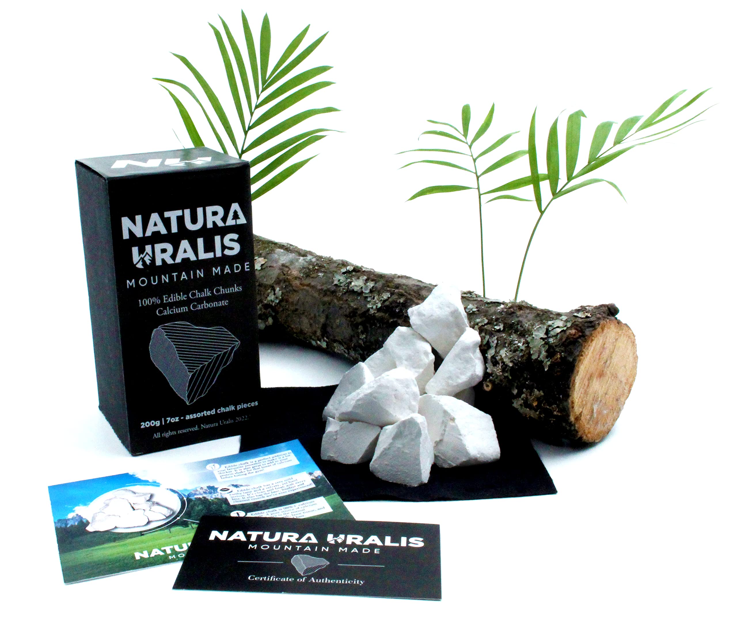Natura Uralis Premium Belgorod Chalk Chunks | 7 oz of White Chalk Chunks - Amazing Crunch, Satisfying Earthy, Velvety and Firm Texture, ASMR Sensation, Natural Calcium Carbonate