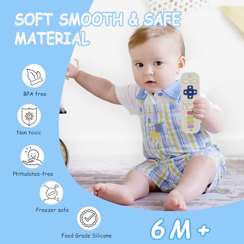 2 Pack Silicone Baby Teething Toys,Pacifiers for Toddlers Infant,Remote Control Shape Baby Teething Toys for Babies 6-12&12-18&18-24 Months,Remote Teether for Baby Chew Toys,Black+White