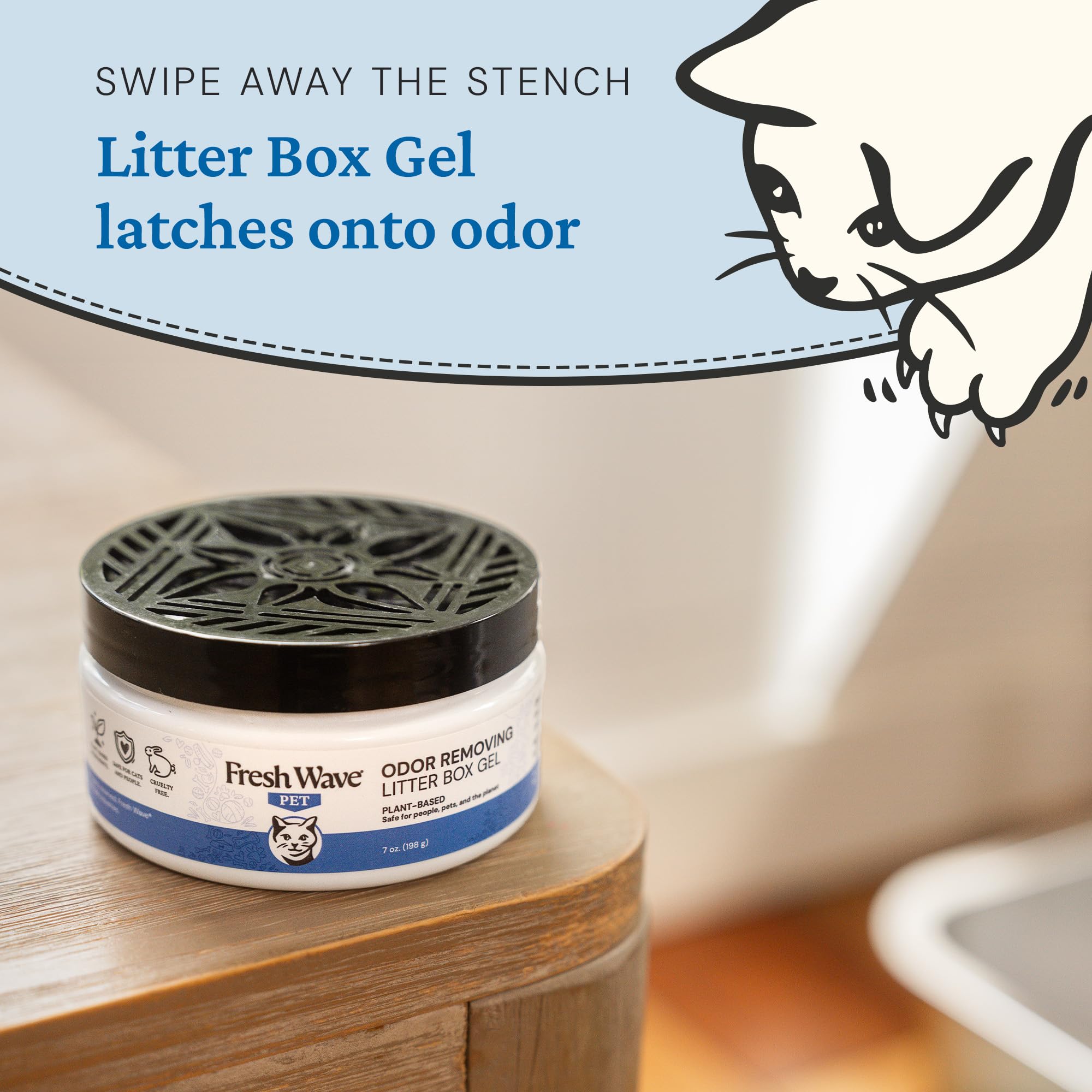 Fresh Wave Odor Removing Litter Box Gel, 7 oz. Pet Odor Eliminator for Home, Safer Odor Relief