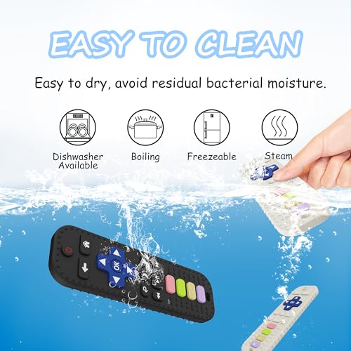 2 Pack Silicone Baby Teething Toys,Pacifiers for Toddlers Infant,Remote Control Shape Baby Teething Toys for Babies 6-12&12-18&18-24 Months,Remote Teether for Baby Chew Toys,Black+White