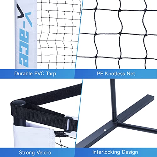 X-ACE 匹克球网-22 英尺(黑白网) X-ACE Regulation Pickleball Set with Net | 4 Paddles | 4 Outdoor Pickleball Balls - Portable 22FT Pickleball Net System All in One Pickle-Ball Equipment Carry Bag (NET)