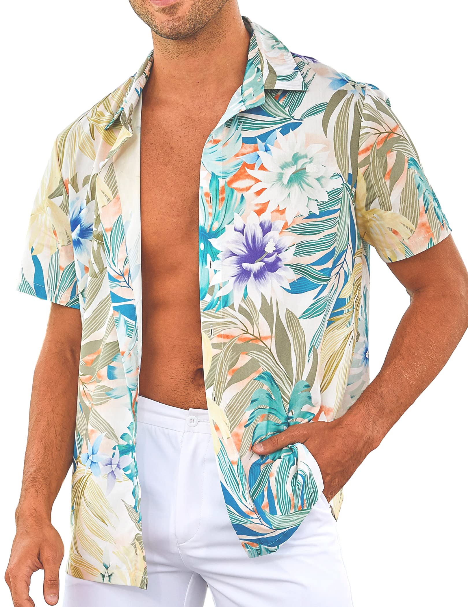 ZAFUL Men's Hawaiian Printed Shirts Casual Short Sleeve Button Down Camp Shirt
