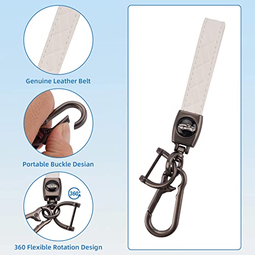 Jimtyee for GMC Key Fob Cover with Leather Lanyard Keychain Key Fob Case Shell Protection for Chevy Silverado Tahoe Suburban GMC Sierra Yukon Smart Remote Key Protector(White)