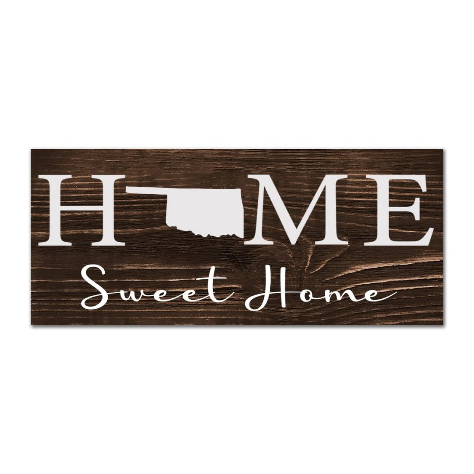 Welcome Wooden Plaque Home Sweet Home Oklahoma Wooden Sign US States Map Wall Hanging Sign Plaque Home Sweet Home Wood Sign Decor For Home Front Door Entryway Porch 6" x 14" Wood Plaque