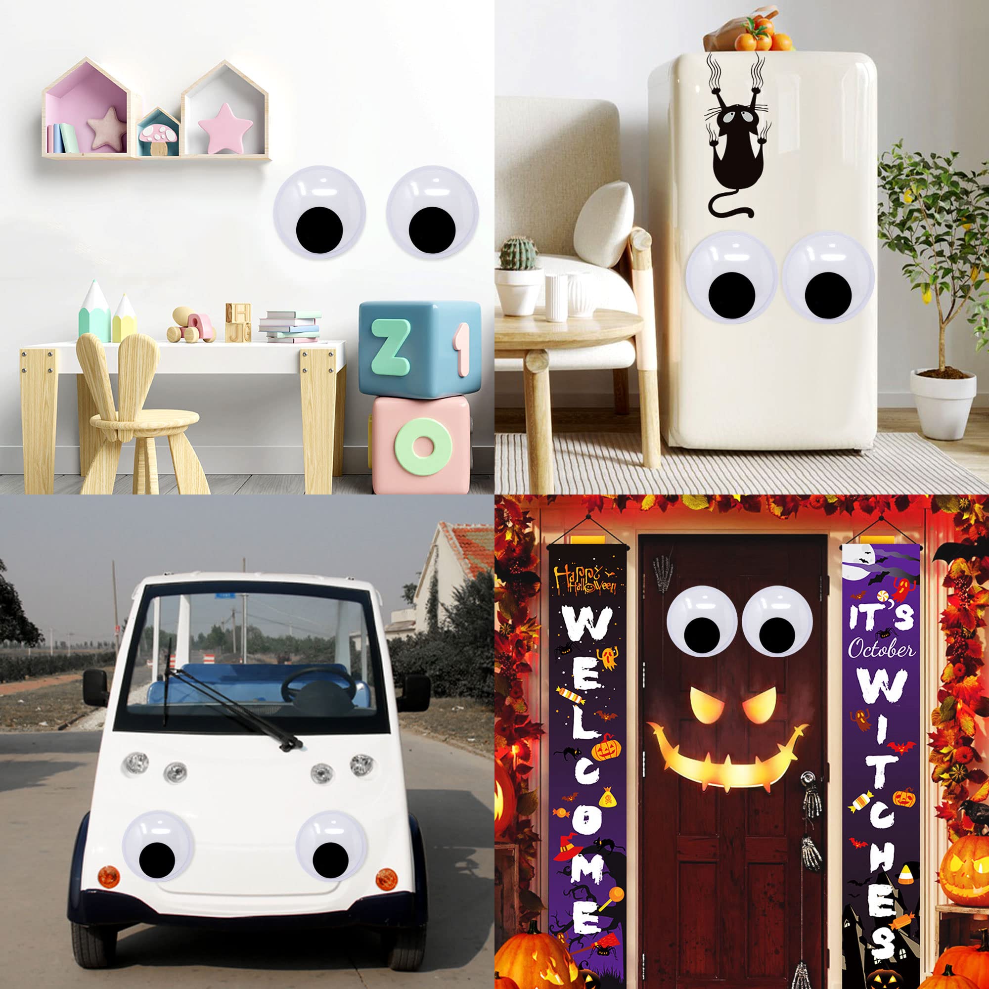 Honbay 4PCS Plastic 7 Inch Gaint Wiggle Eyes Self Adhesive Googly Eyes Large Sticky Eyes Decoration for Refrigerator Door Car Christmas Trees Decor DIY Craft Projects