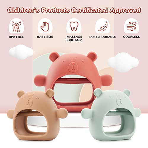 Teething Toys for Babies 3+ Months, AEOLZ Infants Anti-Drop Silicone Baby Mitten Teether Toy for Soothing Sore Gums, Baby Teething Relief Sucking Needs Chew Toy, BPA Free