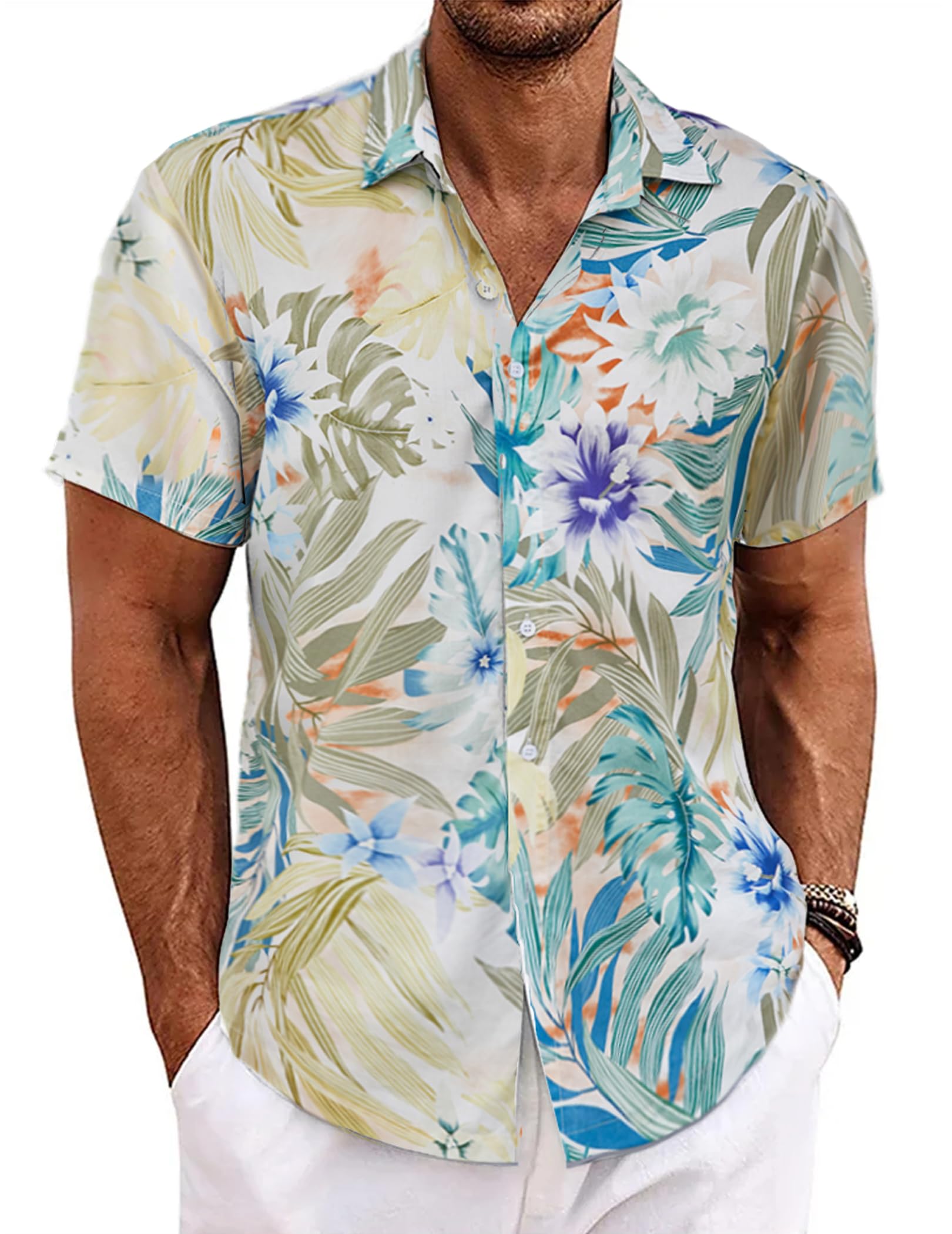ZAFUL Men's Hawaiian Printed Shirts Casual Short Sleeve Button Down Camp Shirt