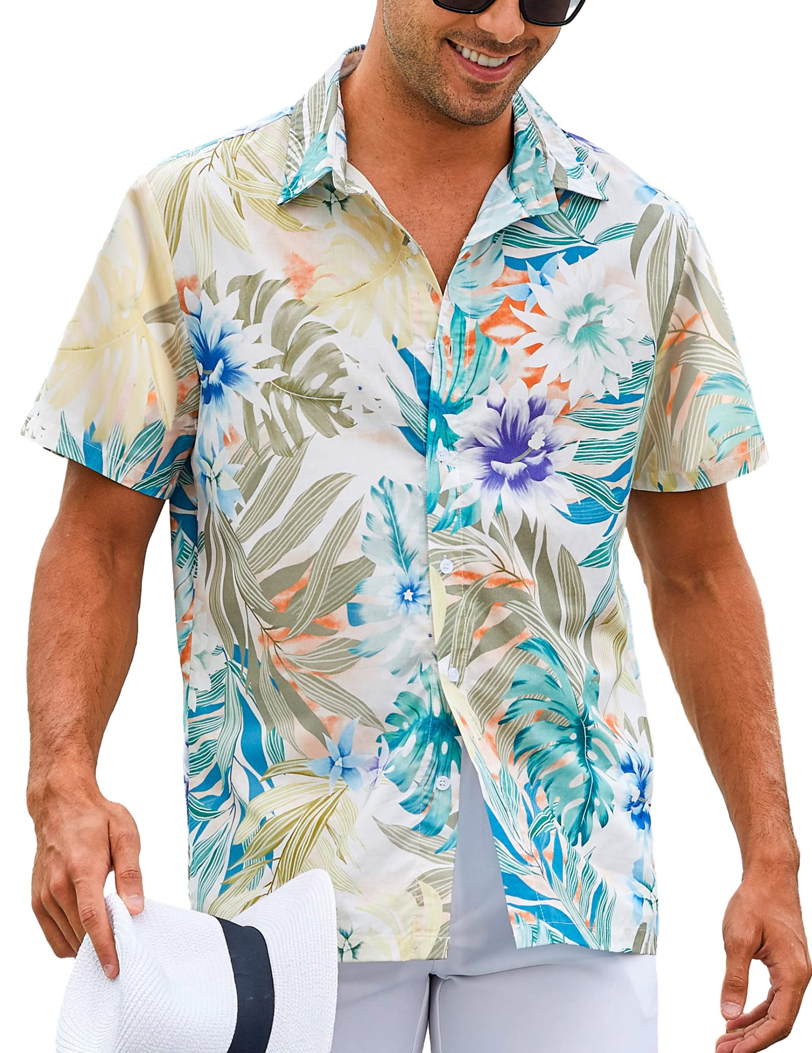 ZAFUL Men's Hawaiian Printed Shirts Casual Short Sleeve Button Down Camp Shirt