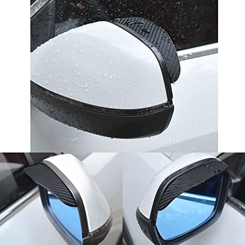 AOCISKA 2 Packs Carbon Fiber Rain Visors with Eyebrows, Universal Rear View Mirror Covers