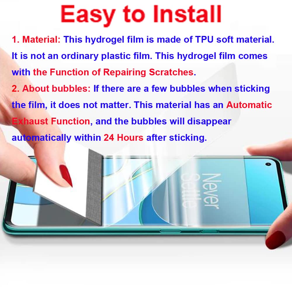YiiLoxo Hydrogel Film Screen Protector Compatible with Oneplus 9 5G 6.55 Inch. 3D Nano-Tech Hydrogel Protective Film [Not Glass][High Sensitivity][HD Clear][Fingerprint Support]