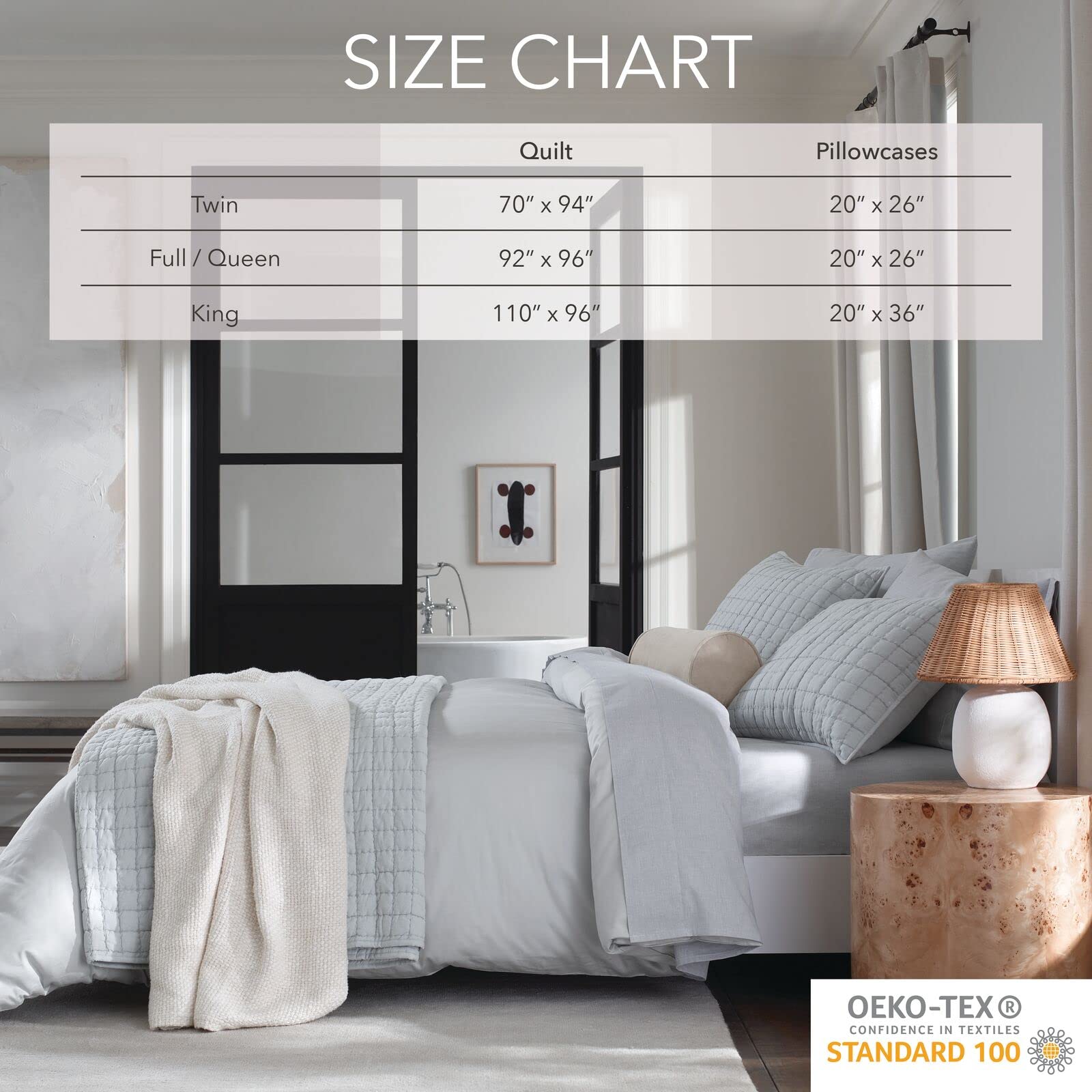 Nate Home by Nate Berkus Solid All-Season Cotton Textured Quilt Set | Breathable and Comfortable Bedding from mDesign - Full/Queen Size - 1 Quilt/2 Pillow Shams, Truffle (Brown)