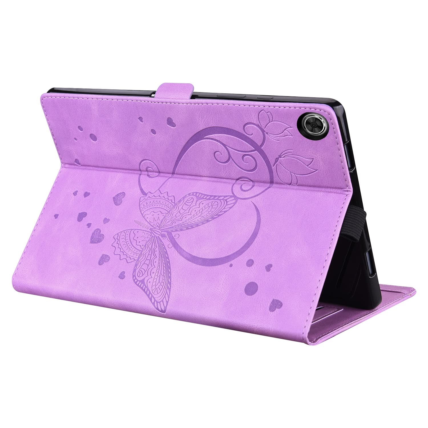 Tablet Bags Compatible with Samsung Galaxy Tab A8 10.5-Inch 2021 (SM-X200/X205/X207) Butterfly Embossed Folding Stand Protective Cover Shockproof PU Leather Flip Case Card Slot Tablet PC Case Tablet C