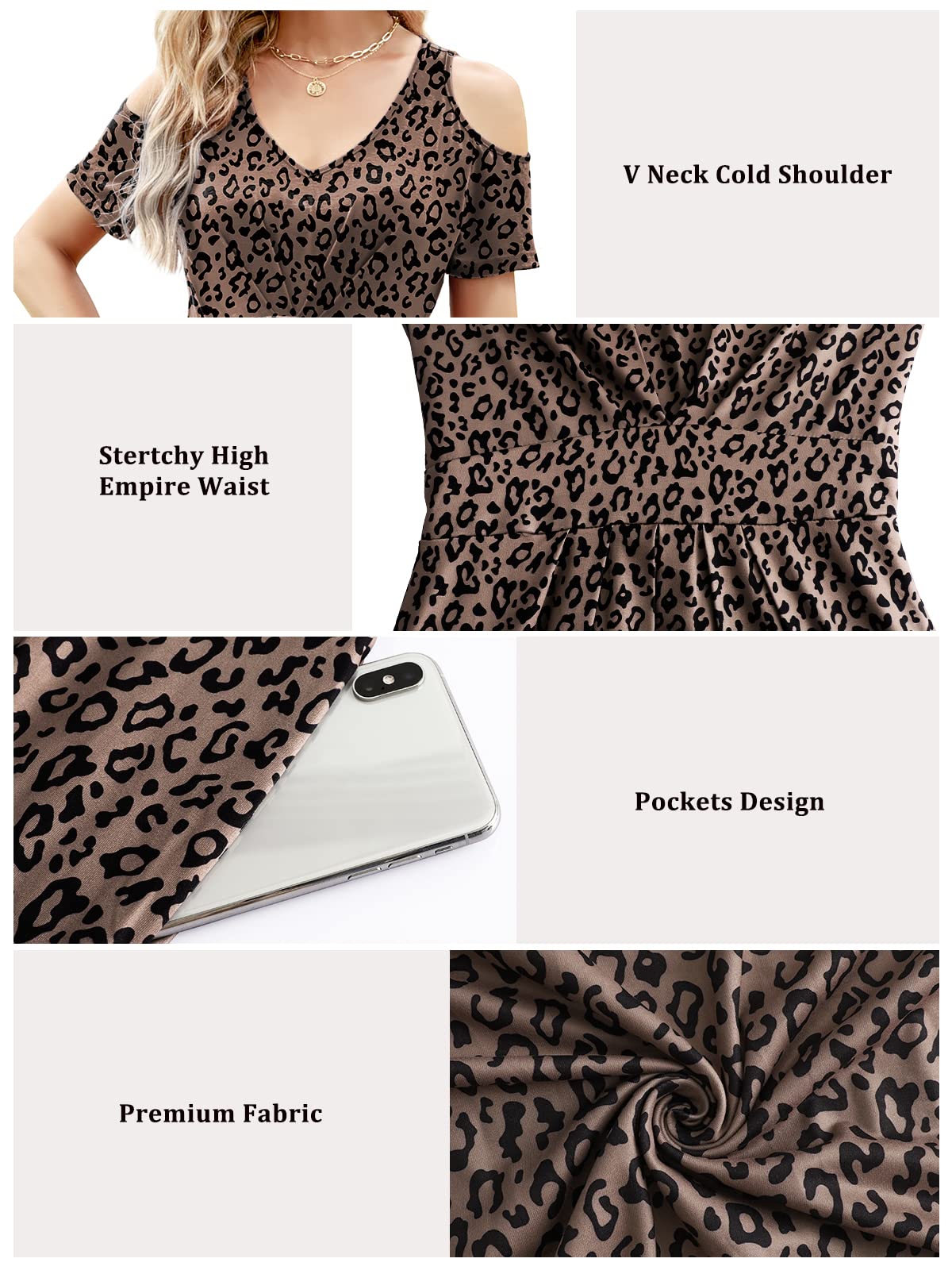 Arolina Cold Shoulder Maxi Dress for Women Summer V Neck Short Sleeve Casual Long Beach Dresses with Pocket