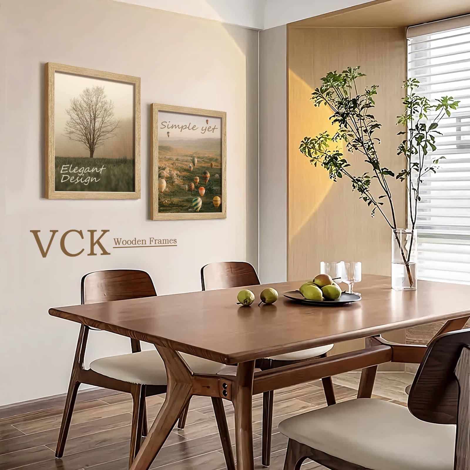 VCK 16x20 Solid Wood Poster Frames for Wall, Natural Oak Picture Frame 3 Pack, Wall Gallery Frame