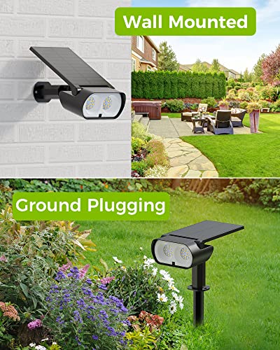 Brightown Solar Spot Lights Outdoor, 32 LEDs IP66 Waterproof Dusk-to-Dawn Solar Landscape Spotlights, Daylight Wall Lights, Solar Outdoor Lights for Garden Yard Driveway Walkway, 2 Pack