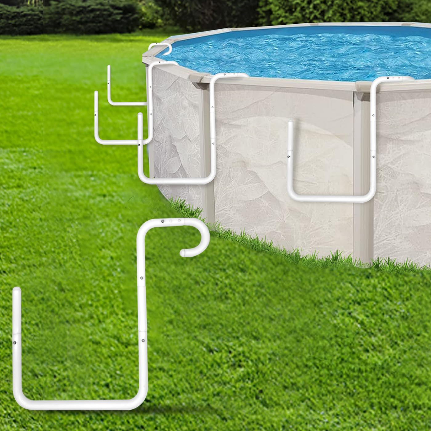 Jantens Solar Cover Holder for Above Ground Pool, Adjustable Solar Saddle Pool Cover Holder Designed for Steel-Wall Above-Ground Swimming Pools, Keep Solar Blankets Off The Ground(5 PCS)