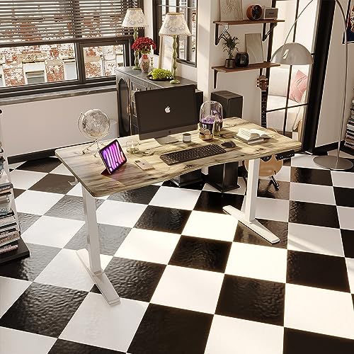 Monomi Height Adjustable Electric Standing Desk, 55 x 24 Inches Stand up Desk, Sit Stand Home Office Computer Desk, Maple
