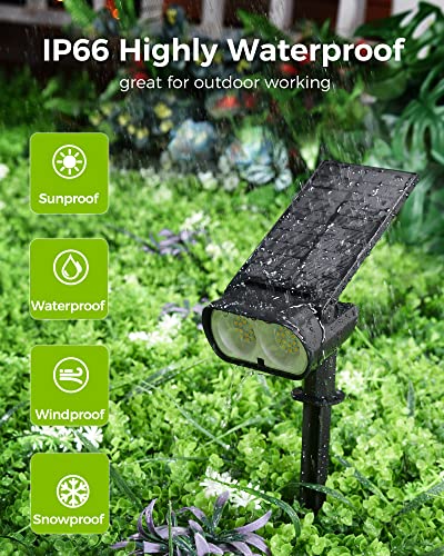 Brightown Solar Spot Lights Outdoor, 32 LEDs IP66 Waterproof Dusk-to-Dawn Solar Landscape Spotlights, Daylight Wall Lights, Solar Outdoor Lights for Garden Yard Driveway Walkway, 2 Pack