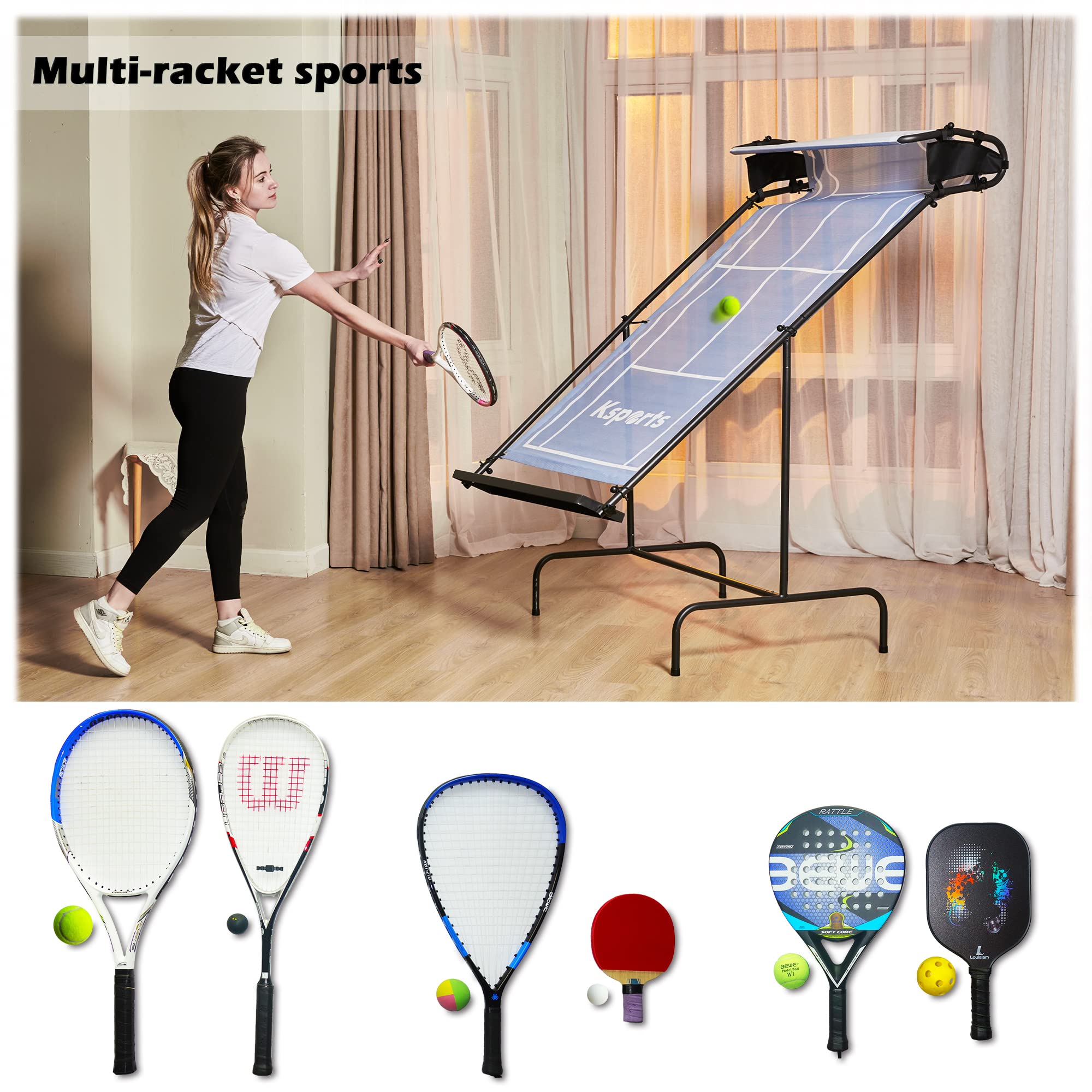 Ksports Tennis Rebounder Net β Multi Racket Sports Trainer for Tennis, Pickleball, Padel, Squash & Racquetball β Quick Assembly, Portable with Carry Bag (Blue, Regular)