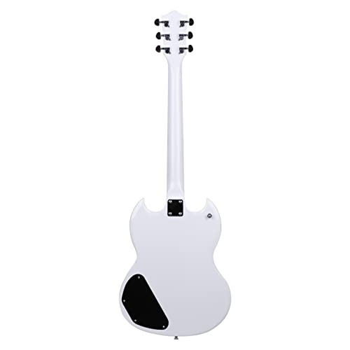 Leo Jaymz 39 Inch Double Cut Solid Body Electric Guitar - Poplar Wood Body,Maple Neck and Composite Ebony Fretboard (DC White)