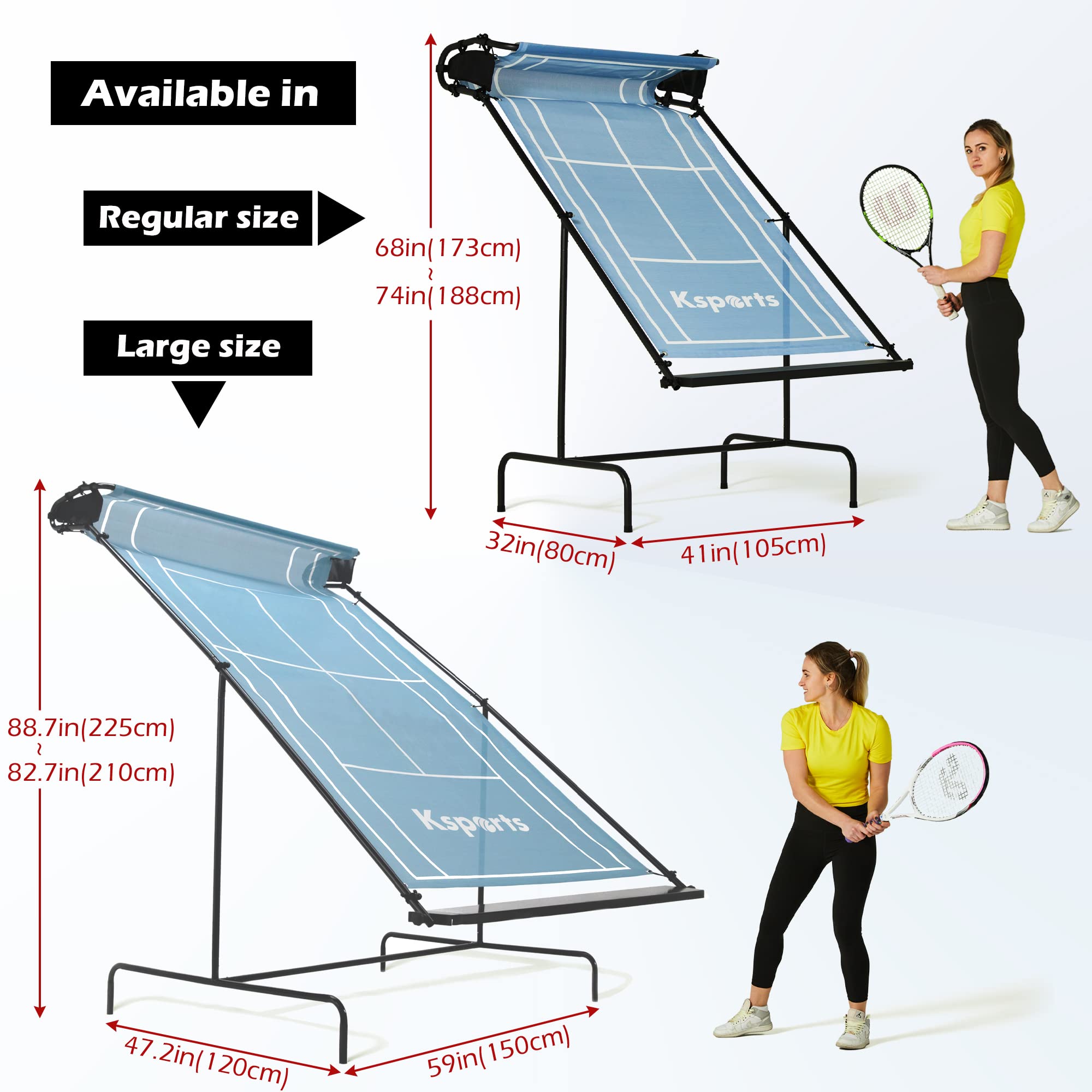 Ksports Tennis Rebounder Net β Multi Racket Sports Trainer for Tennis, Pickleball, Padel, Squash & Racquetball β Quick Assembly, Portable with Carry Bag (Blue, Regular)