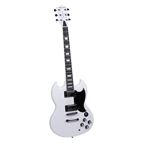 Leo Jaymz 39 Inch Double Cut Solid Body Electric Guitar - Poplar Wood Body,Maple Neck and Composite Ebony Fretboard (DC White)