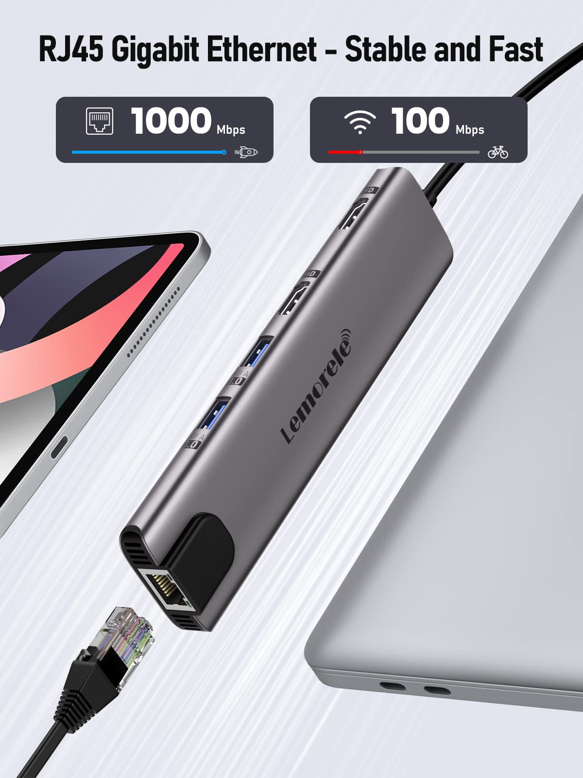 Lemorele 11 in 1 USB C Laptop Docking Station Dual Monitor Hub Adapter w/ 2 HDMI 4K, 100W PD, Ethernet, SD/TF, 2 USB 3.0, 2 USB 2.0, USB C 3.0 Data, for Dell HP Lenovo Surface Typc C Laptop