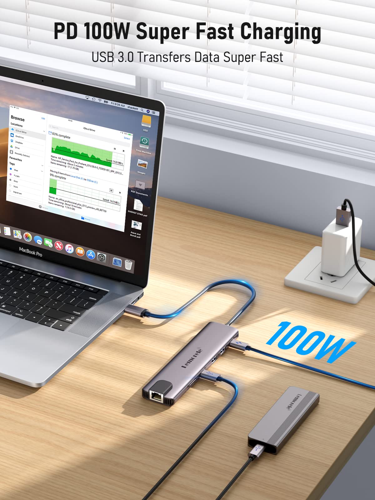 Lemorele 11 in 1 USB C Laptop Docking Station Dual Monitor Hub Adapter w/ 2 HDMI 4K, 100W PD, Ethernet, SD/TF, 2 USB 3.0, 2 USB 2.0, USB C 3.0 Data, for Dell HP Lenovo Surface Typc C Laptop