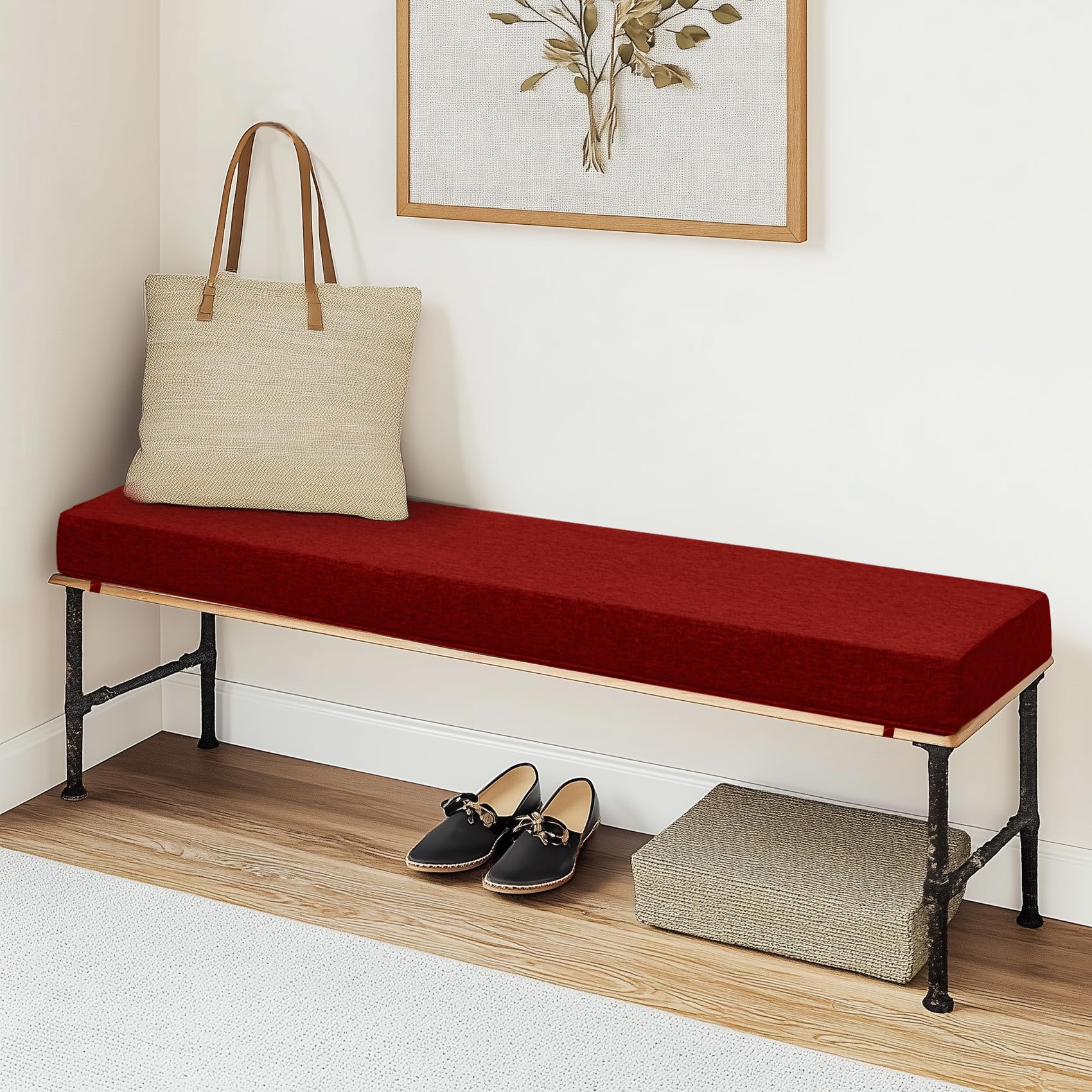 ROFIELTY Bench Cushion 39 inch, Durable Bench Cushions for Indoor Furniture, Non-Slip Window Seat Cushions Indoor, Personalized Custom Bench Cushion (Red, 39x17x2)