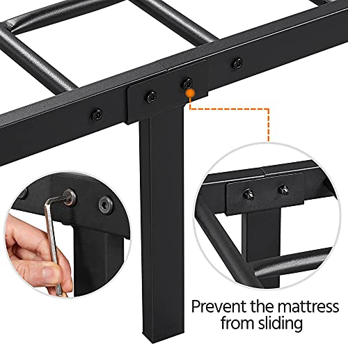 Yaheetech 2 Pcs 13 inch Twin Size Metal Bed Frame with Headboard and Footboard Platform Bed with Storage No Box Spring Needed Mattress Foundation, Black