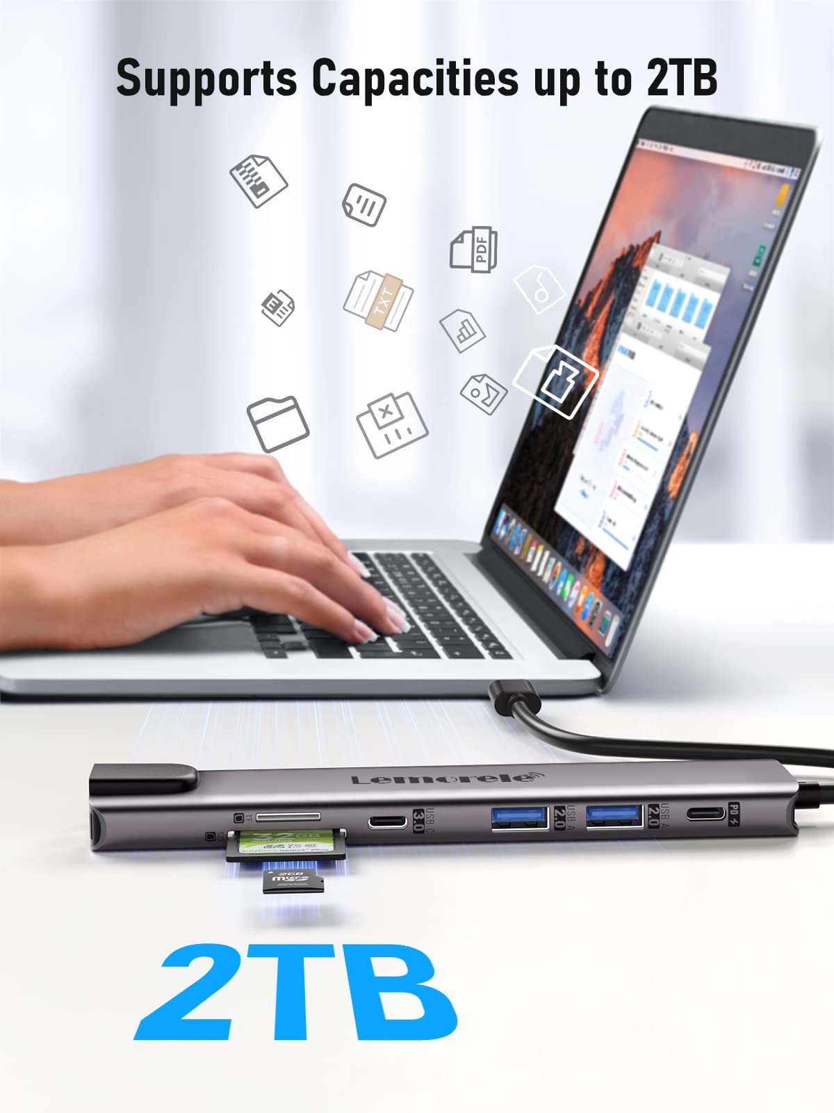 Lemorele 11 in 1 USB C Laptop Docking Station Dual Monitor Hub Adapter w/ 2 HDMI 4K, 100W PD, Ethernet, SD/TF, 2 USB 3.0, 2 USB 2.0, USB C 3.0 Data, for Dell HP Lenovo Surface Typc C Laptop