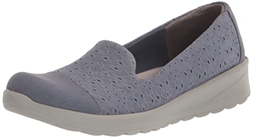 BZees Womens Galaxy Slip-On Folkstone Blue Eyelet 8.5 W