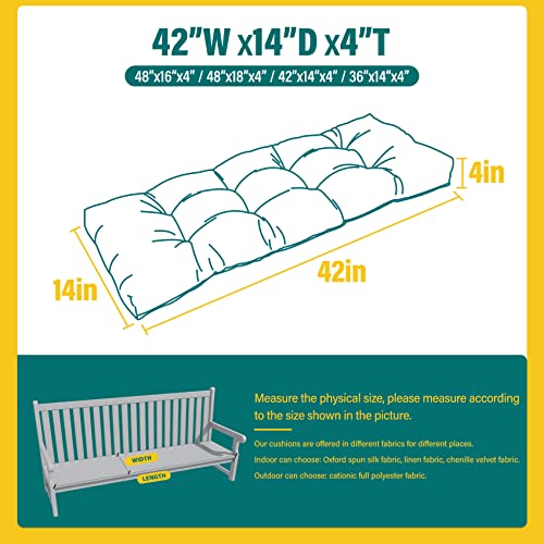 mudilun Bench Cushion,Indoor Anti-Slip Patio Seat Cushion, Kitchen Furniture Chair Cushions for Floating Windows, Rocking Chairs, Dining (42x14x4, 【Chenille】 Light Grey)