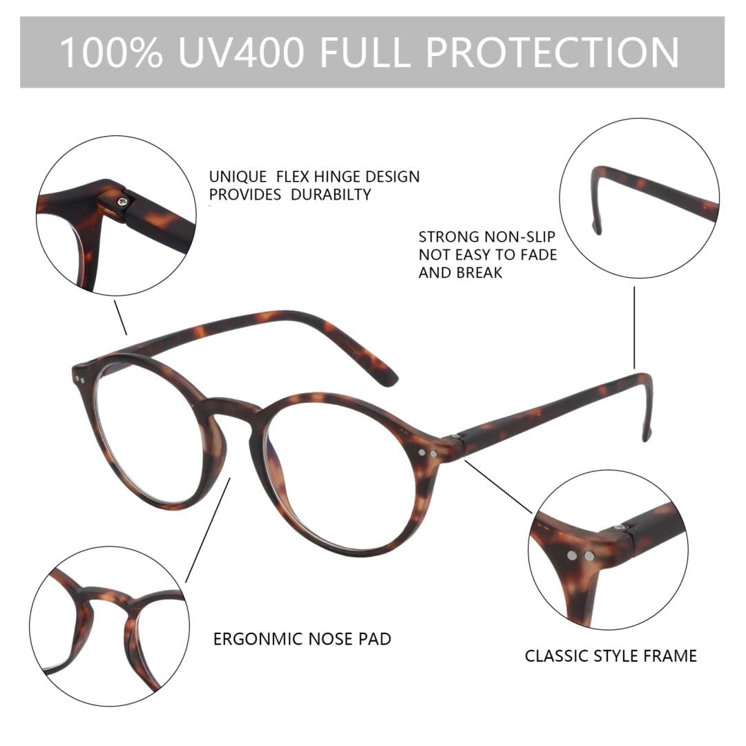 BLUEMOKY Reading Glasses for Women Men, Blue Light Blocking Glasses 2 Pack, Computer Readers, Spring Hinge(2.50x)