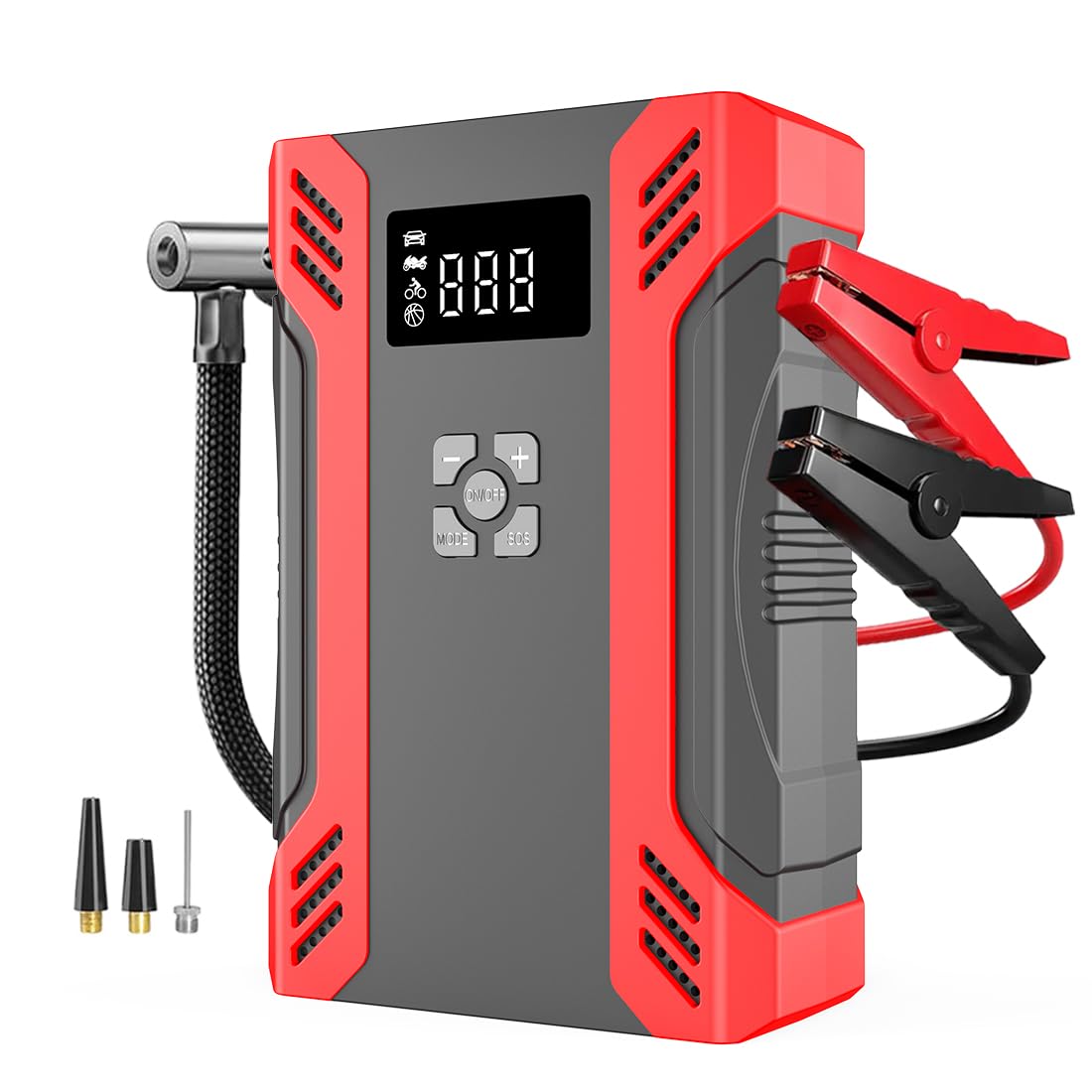 Gehopow 12V / 2000A Car Battery Jump Starter with Air Compressor for 8.0L Gas / 5.0L Diesel, Car Jump Box Battery Booster with 150PSI Tire Inflator with QC3.0 / DC12V / Compass/LED Light