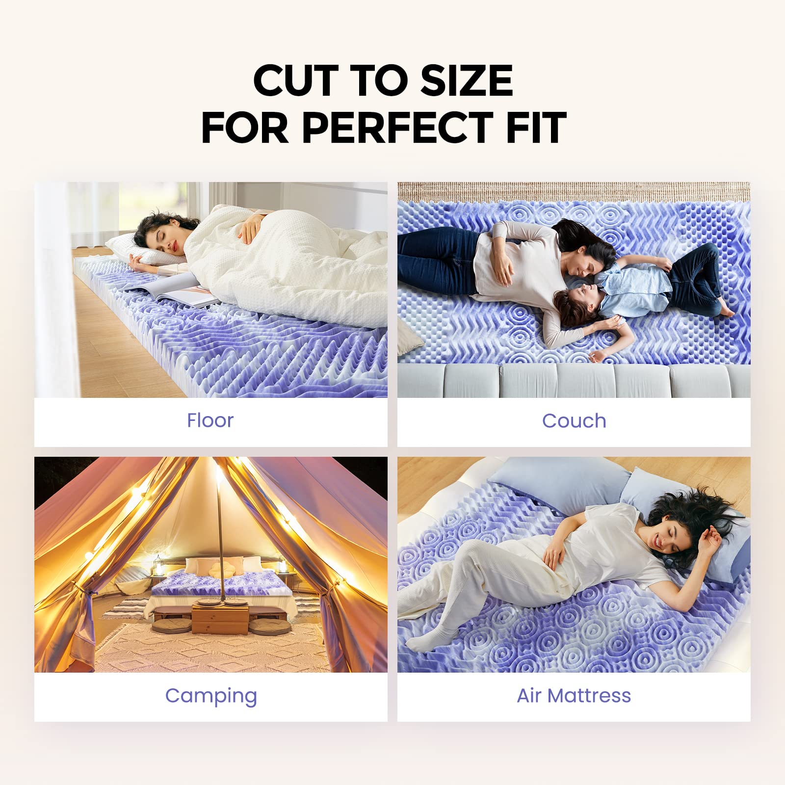 Dreamsmith 3 Inch 7-Zone King Memory Foam Mattress Topper, Cooling Gel Infused Foam Mattress Topper King for Pressure Relief, CertiPUR-US Certified