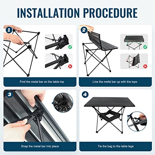 Keencamp Beach Table Compact Camping Folding Table Ultralight with Storage Portable Aluminum Outdoor Coffee Table Foldable for Travel Picnic Cooking Black 22" D x 15.82" W x 15.82" H