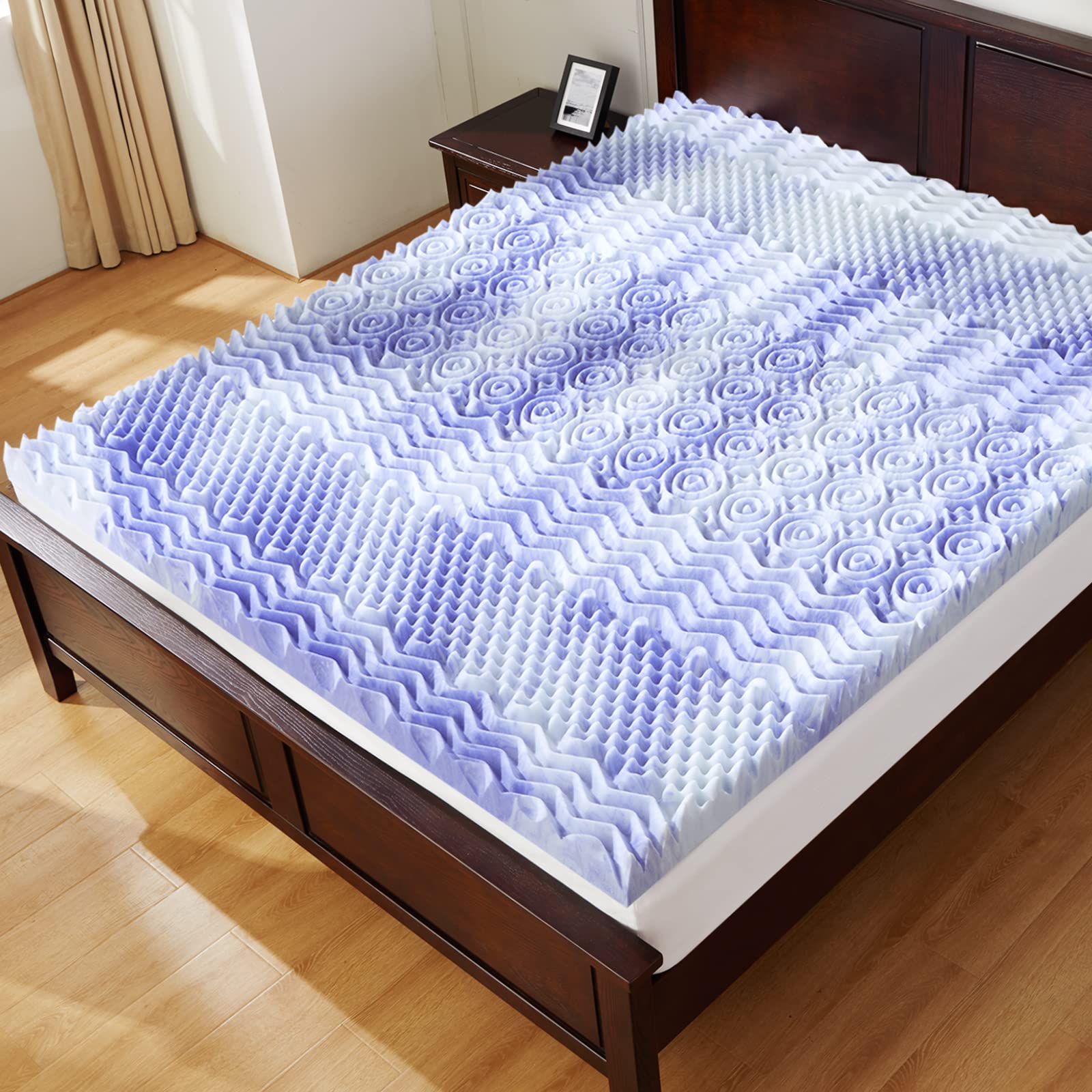 Dreamsmith 3 Inch 7-Zone King Memory Foam Mattress Topper, Cooling Gel Infused Foam Mattress Topper King for Pressure Relief, CertiPUR-US Certified