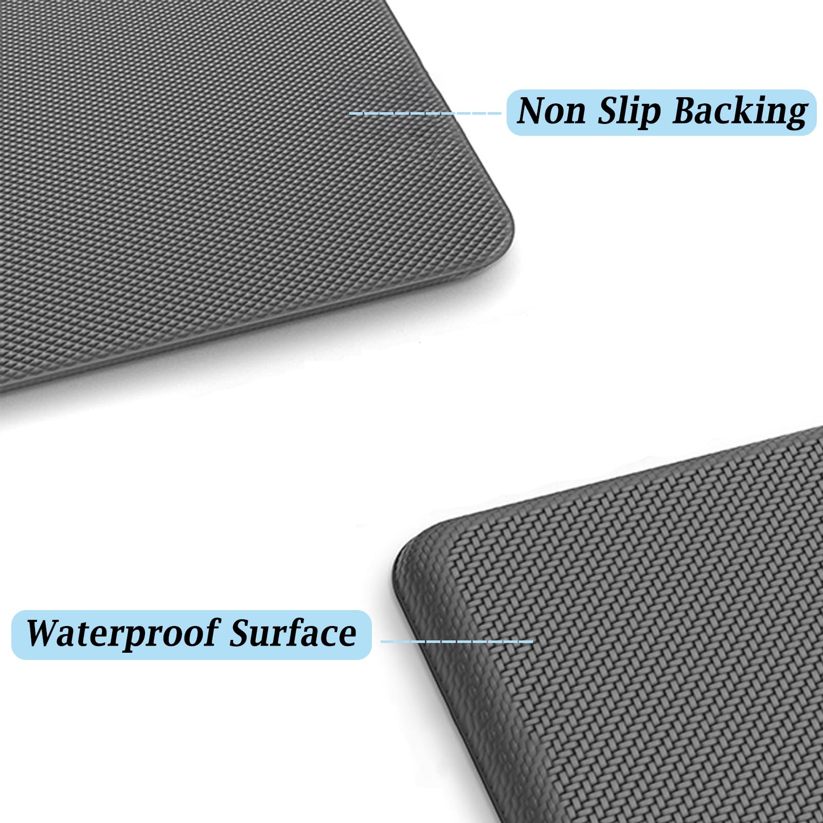 Artnice Anti Fatigue Kitchen Mat, 3/4 Inch Thick Waterproof Non Slip Cushioned Kitchen Rugs, Memory Foam Comfort Standing Mat for Home, Sink, Office, Laundry (20"x71",Grey)