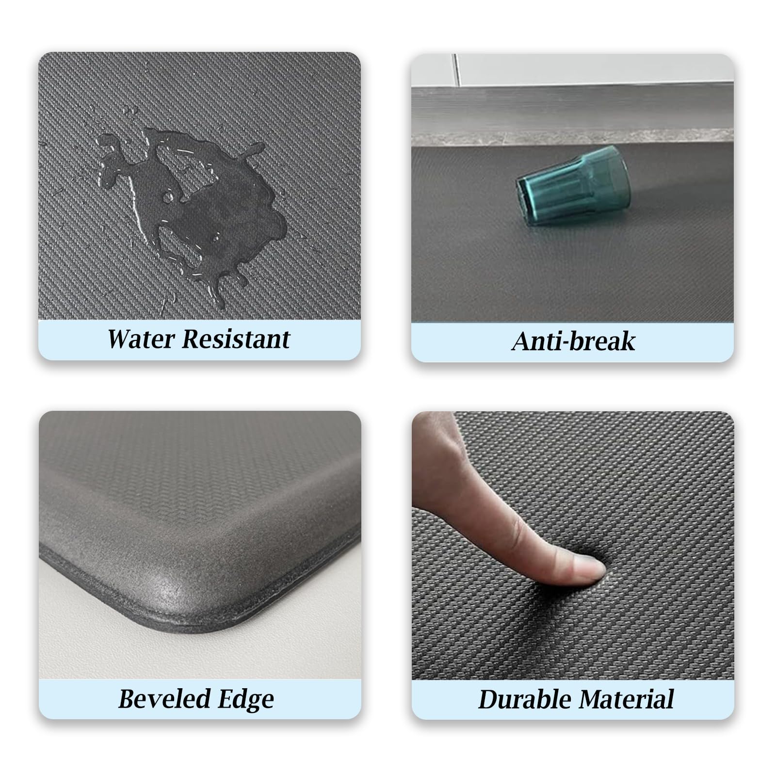 Artnice Anti Fatigue Kitchen Mat, 3/4 Inch Thick Waterproof Non Slip Cushioned Kitchen Rugs, Memory Foam Comfort Standing Mat for Home, Sink, Office, Laundry (20"x71",Grey)