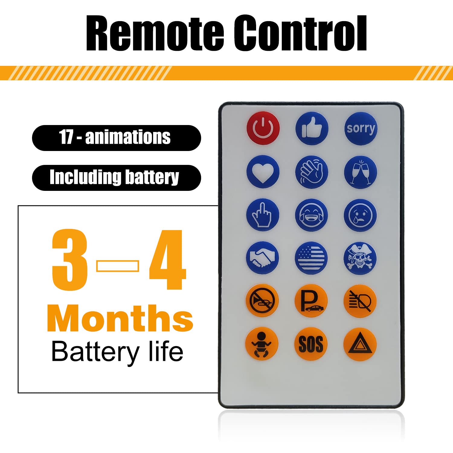 Funny Car Accessory, Cartaoo Upgrade Back Window LED Display Light, 17 Funny Emoticons - Give The Birds & Wave to Drivers, Truck Accessories, Cool Car Gadgets & Road Rage Sign