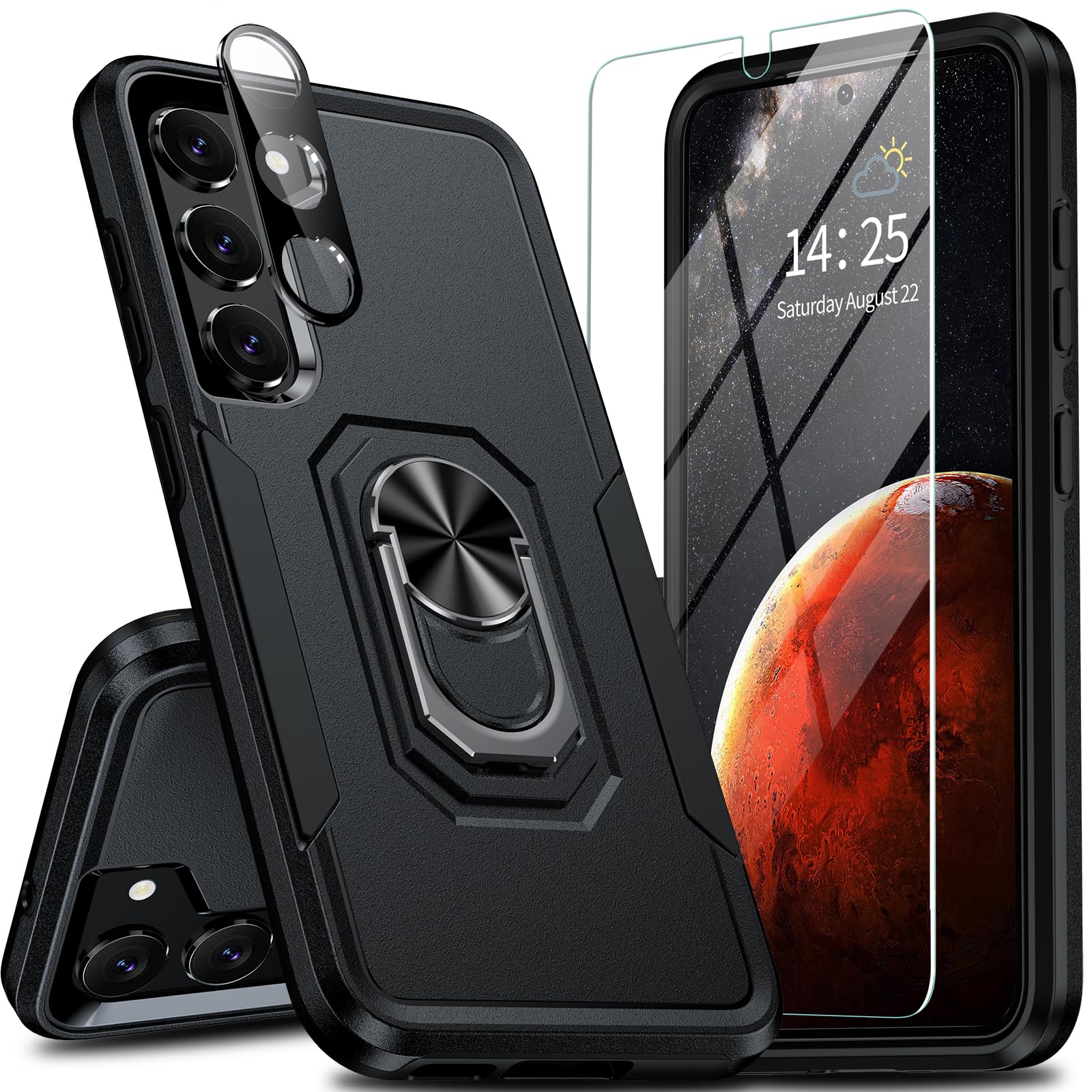 Oneagle for Samsung Galaxy S23+ Plus Case[4 in 1], Samsung S23+ Plus Phone Case 5G with [360° Rotatable Kickstand Ring][1X Lens Protector & 1X Screen Protector] Shockproof Case for S23 Plus 6.6 inch