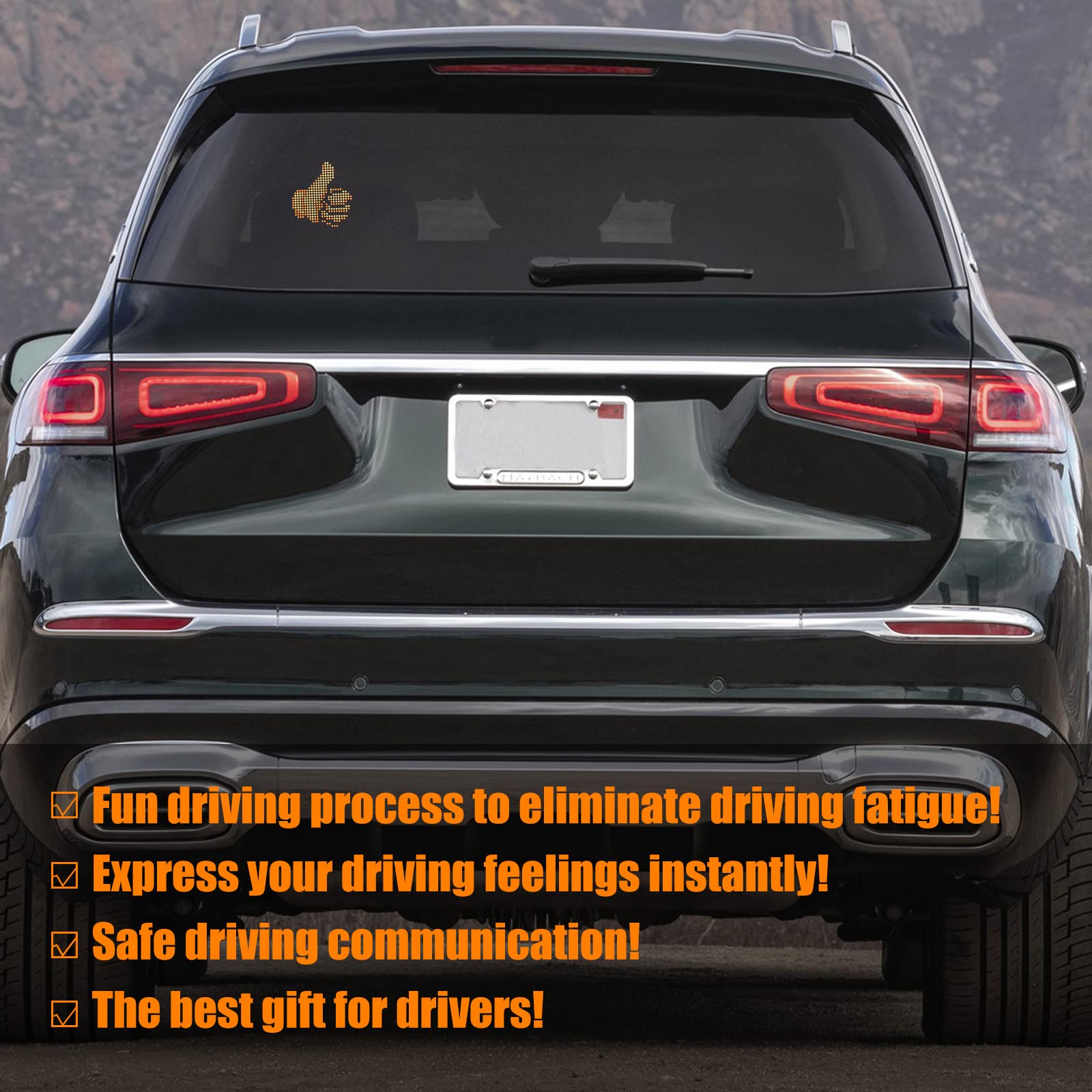 Funny Car Accessory, Cartaoo Upgrade Back Window LED Display Light, 17 Funny Emoticons - Give The Birds & Wave to Drivers, Truck Accessories, Cool Car Gadgets & Road Rage Sign